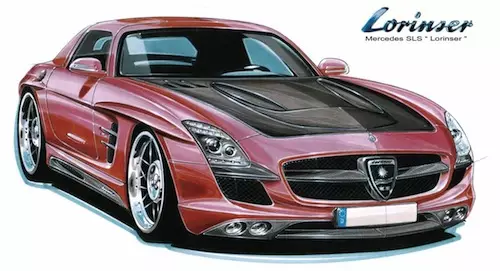 ಲೋರಿನ್ಸರ್ ಮರ್ಸಿಡಿಸ್ SLS AMG ಯ ಮೊದಲ ತಯಾರಿಕೆಯ ರೇಖಾಚಿತ್ರವನ್ನು ತೋರಿಸುತ್ತದೆ 163499_1