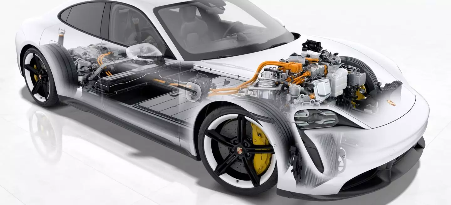 Laai elektriese motor Porsche Taycan bedradingsdiagram