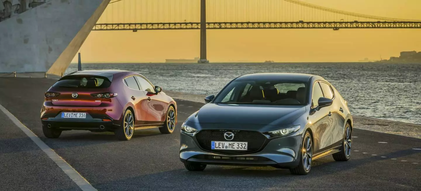 Mazda 3 ეკო ლეიბლი წითელი ნაცრისფერი